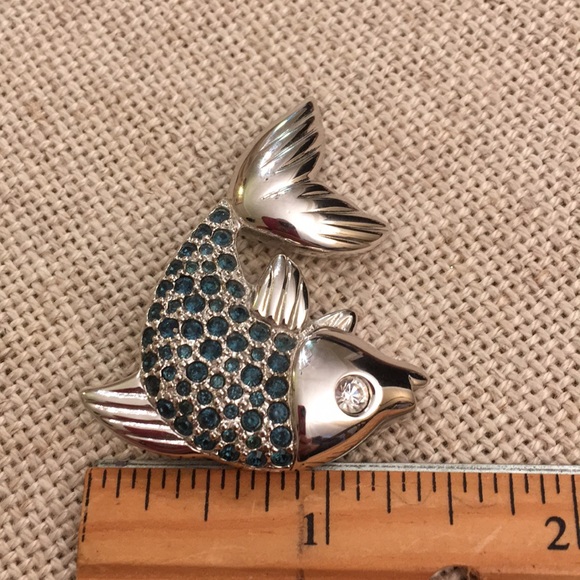 Vintage | Jewelry | Vintage Napier Blue Rhinestone Fish Pin Silvertone ...